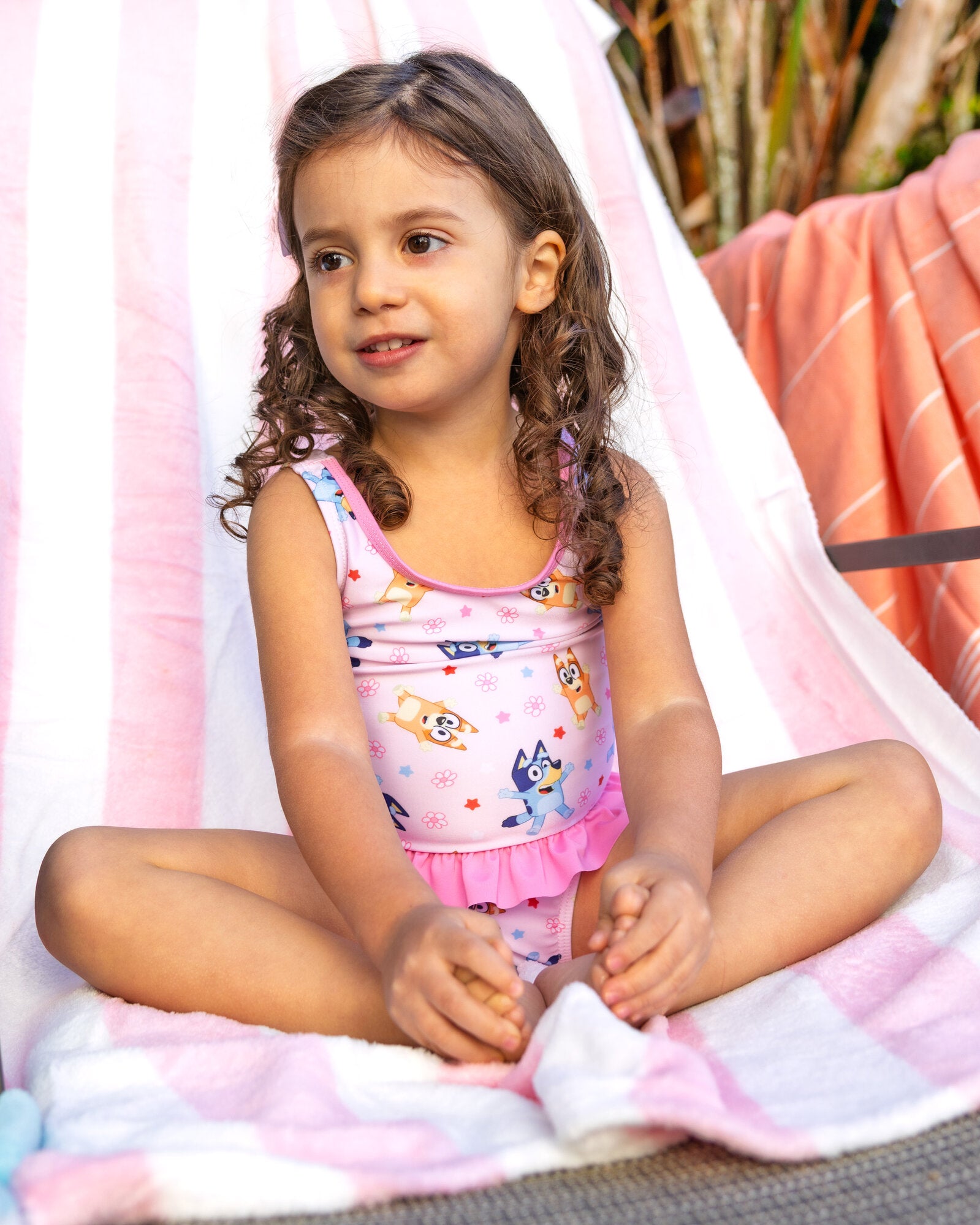 Bluey Girls UPF 50+ Peplum Tankini Top and Bikini Bottom Swim Set ...