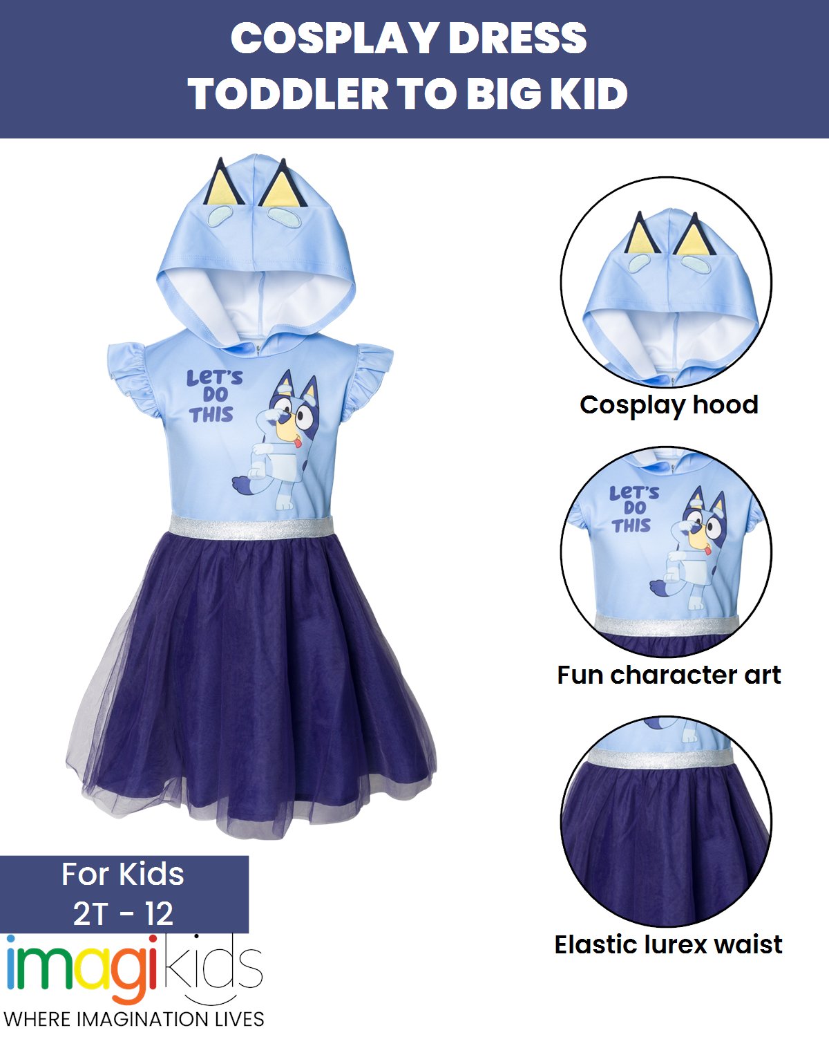 Bluey Mesh Cosplay Dress | imagikids Baby and Kids Clothing