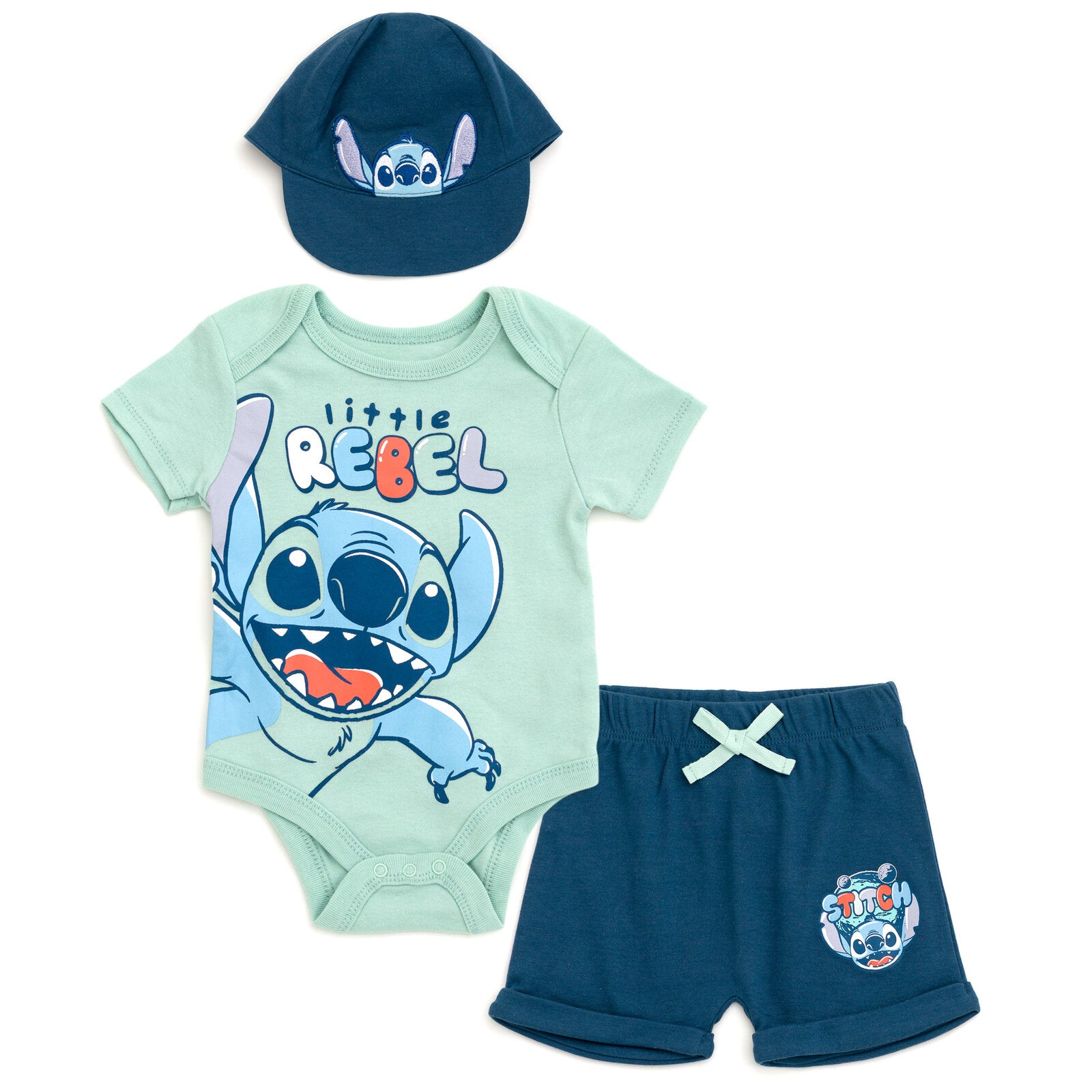 Disney Lilo & Stitch Stitch Bodysuit, Shorts and Baseball Cap 3 Piece ...