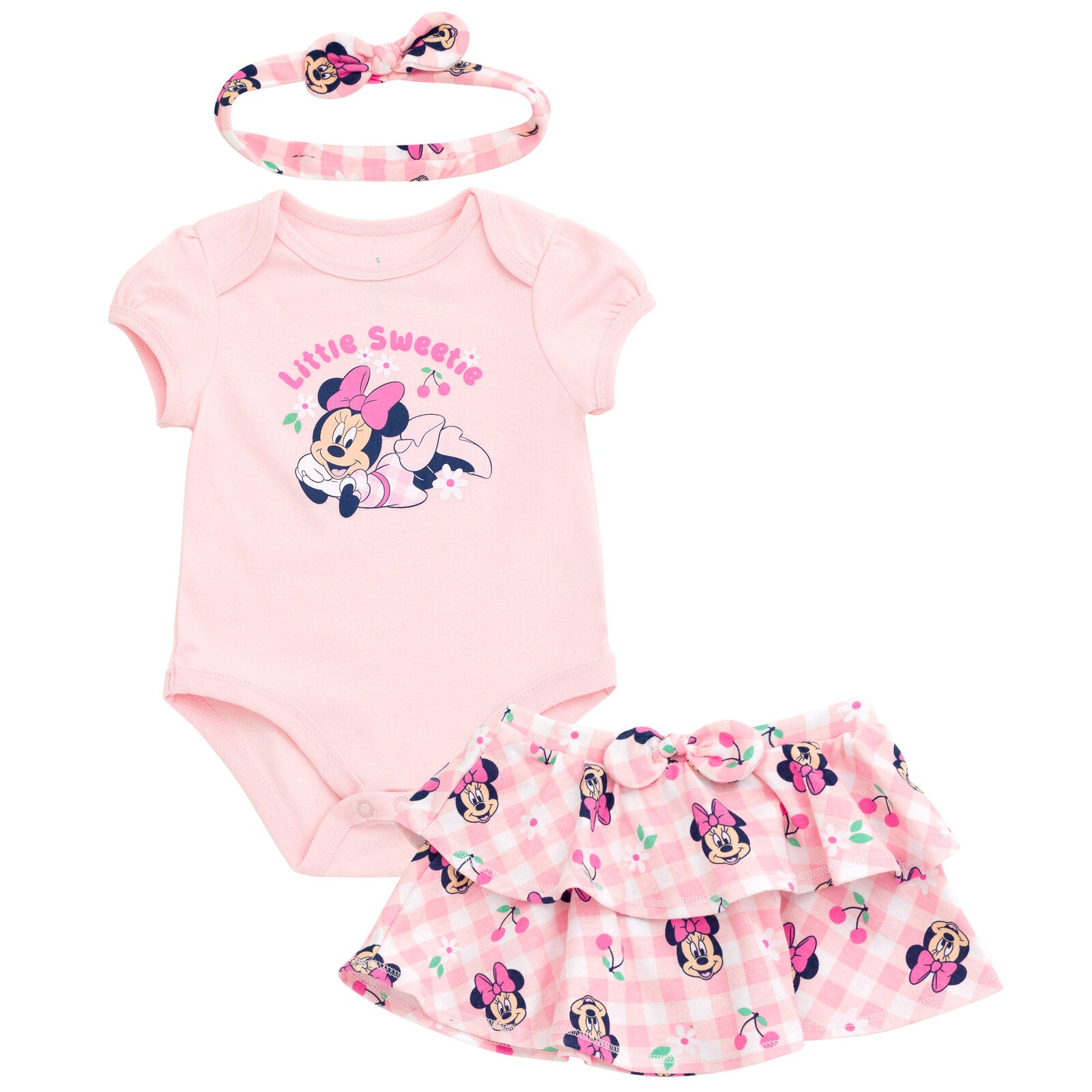 Disney Minnie Mouse Bodysuit, Skirt and Headband 3 Piece Outfit Set ...