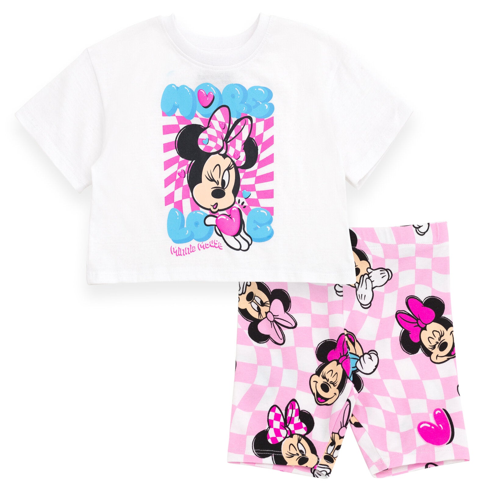 Disney Minnie Mouse Cropped Boxy T-Shirt and Bike Shorts Outfit Set ...