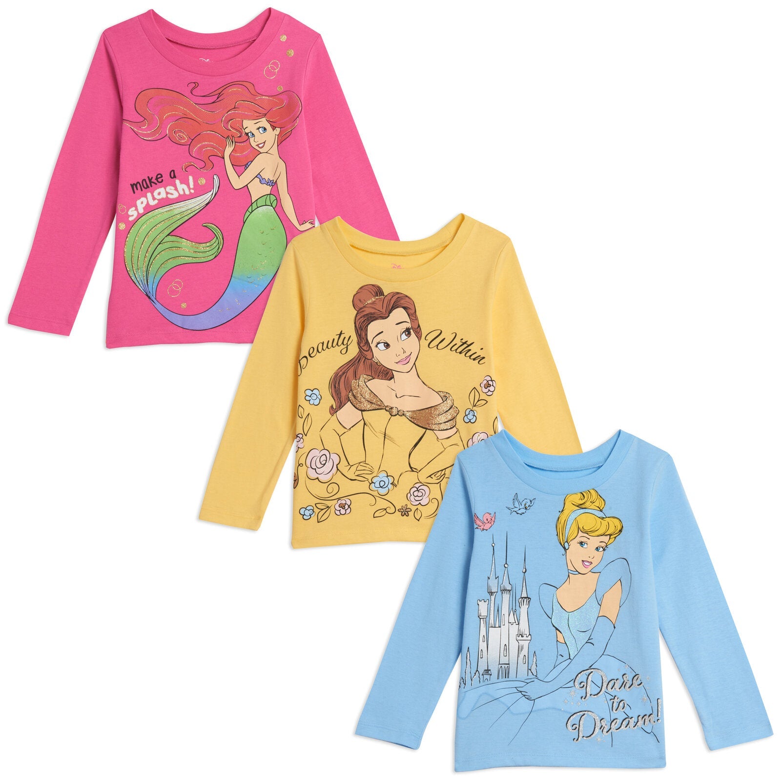 Disney Princess 3 Pack Long Sleeve T-Shirts | imagikids Baby and Kids ...