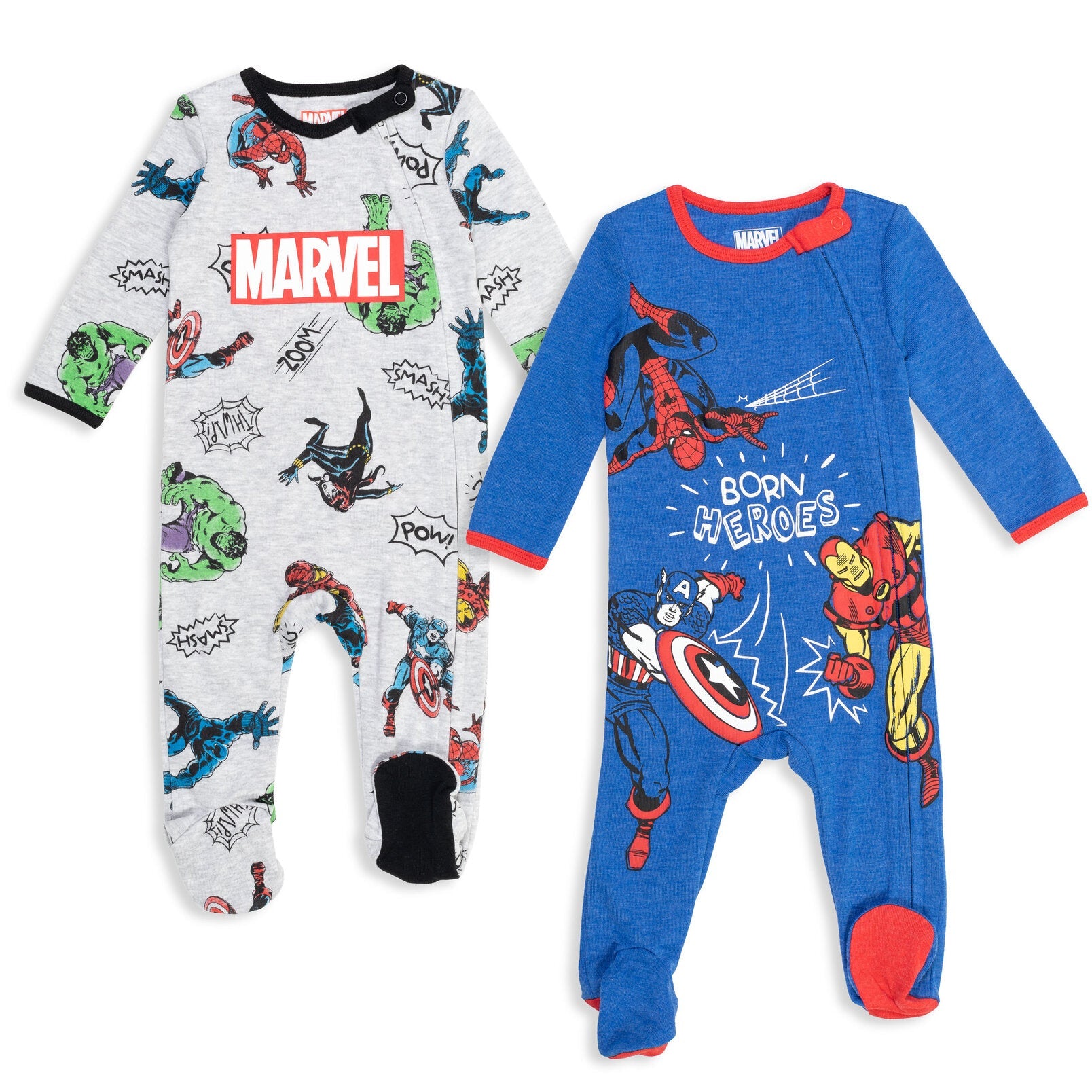 Marvel Avengers 2 Pack Zip Up Sleep N' Play Coveralls | imagikids Baby ...