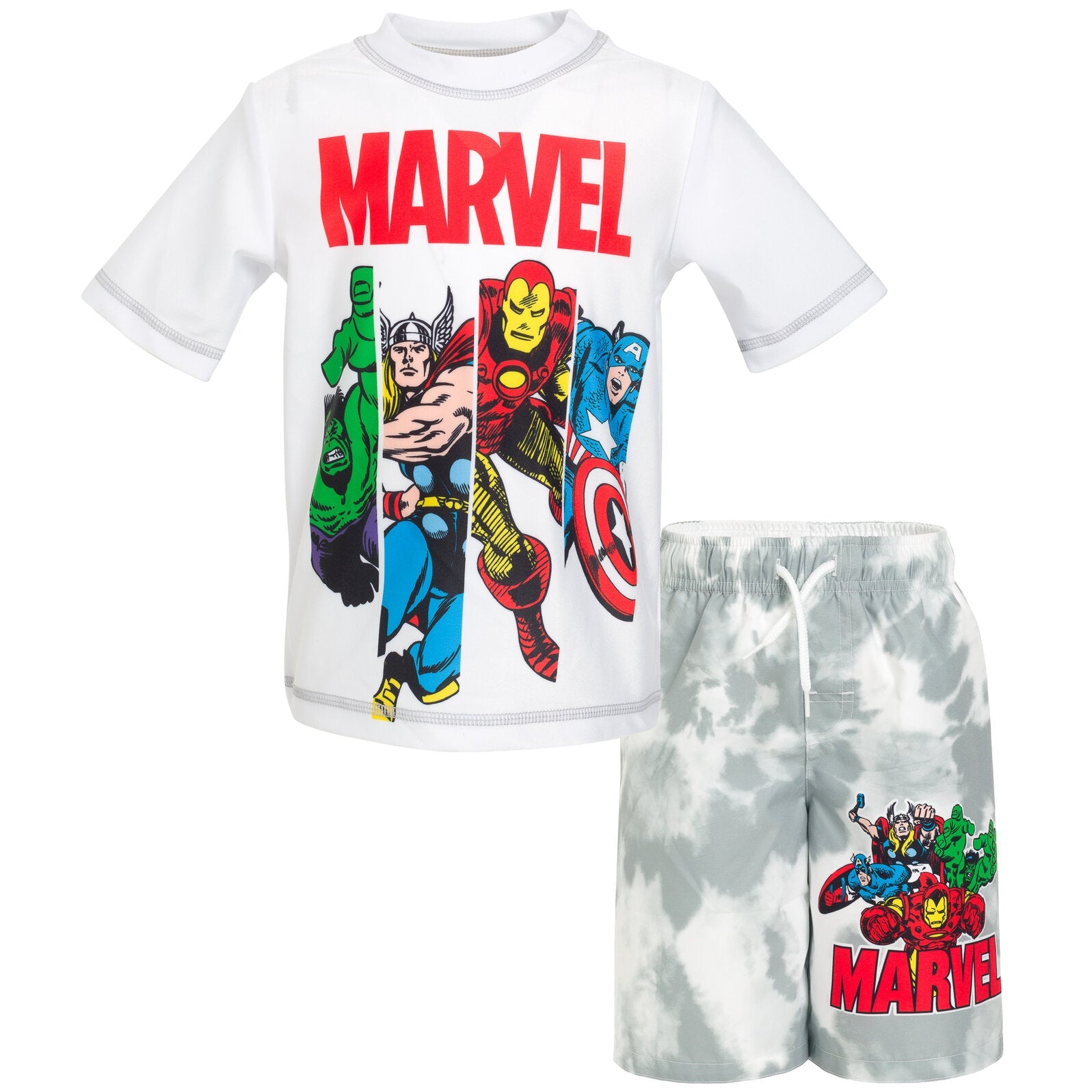 Marvel Avengers UPF 50+ Rash Guard Swim Trunks Outfit Set | imagikids ...