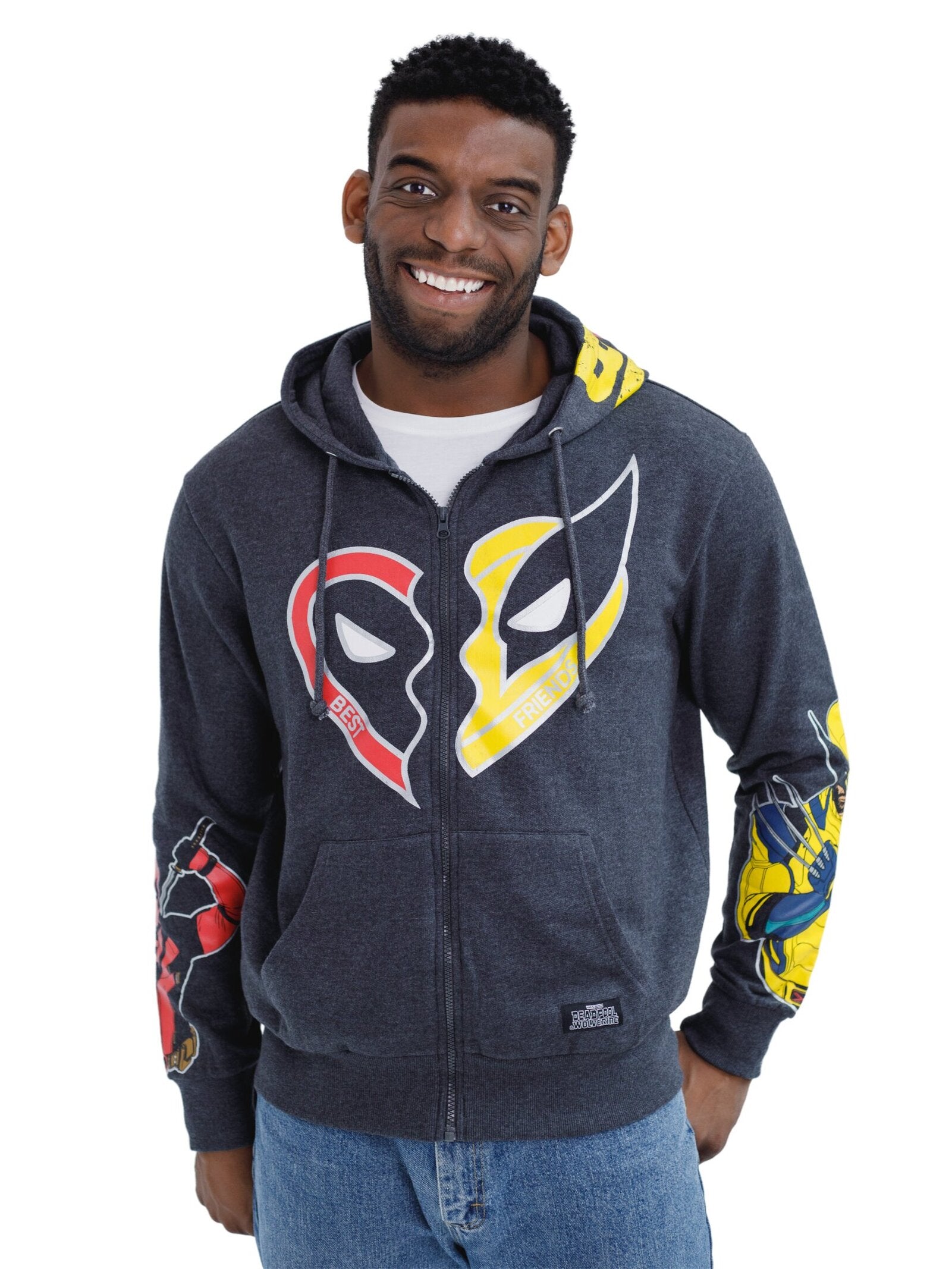 Marvel Deadpool & Wolverine Fleece Zip Up Hoodie | FREE Shipping on ...