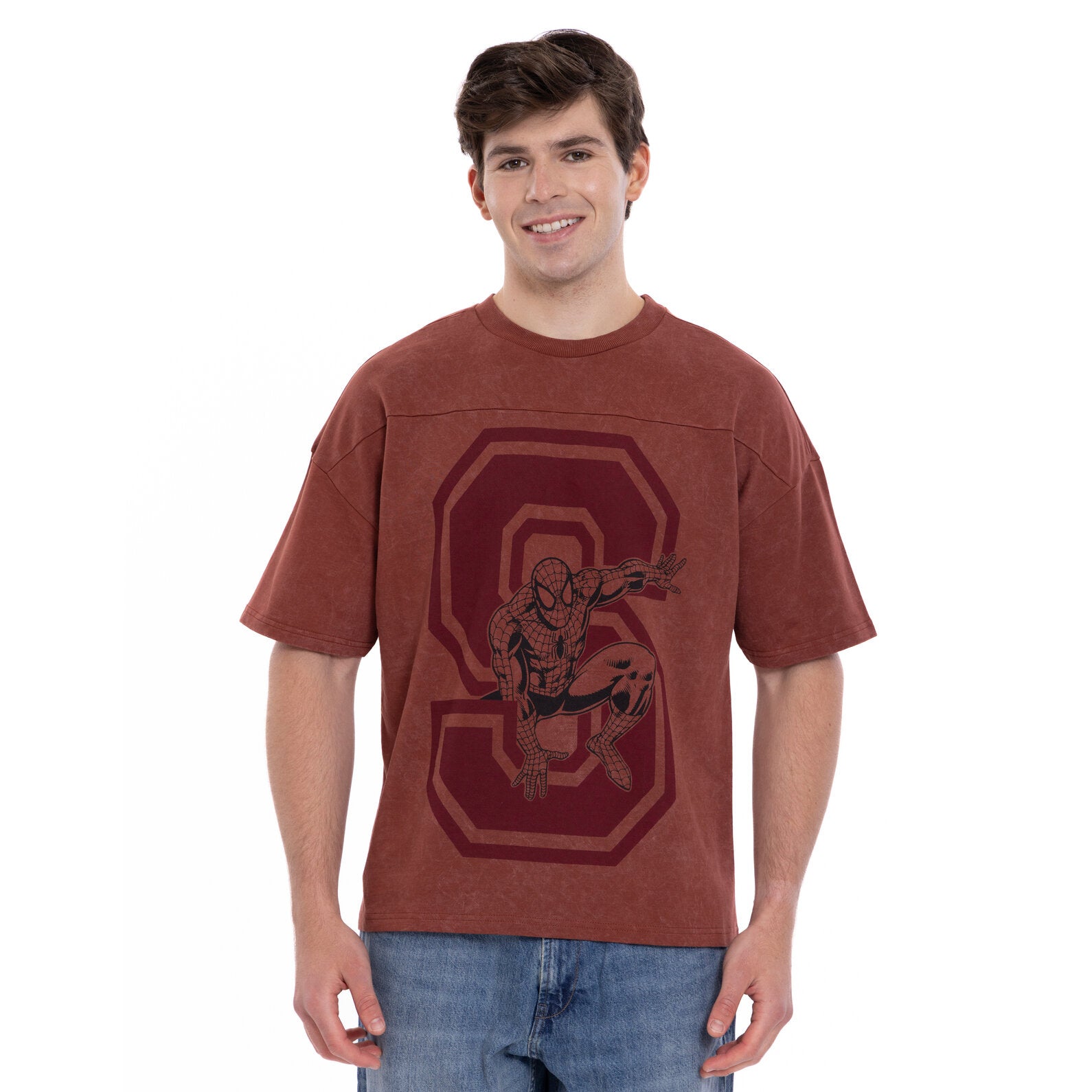 Marvel Spider-Man French Terry Drop Shoulder T-Shirt Adult | FREE ...