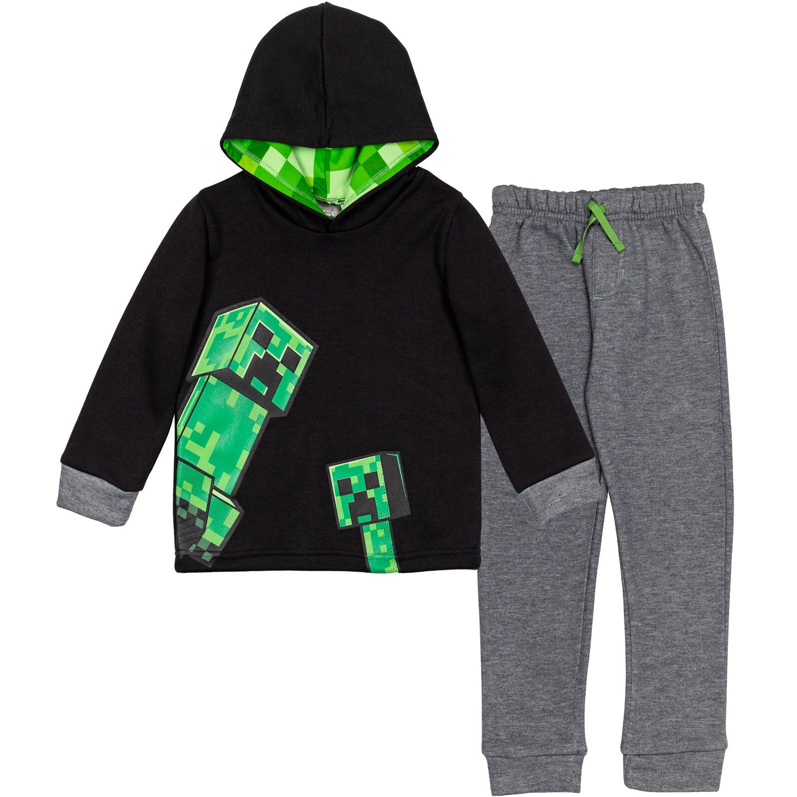 Minecraft Creeper Fleece Pullover Hoodie and Pants Outfit Set ...