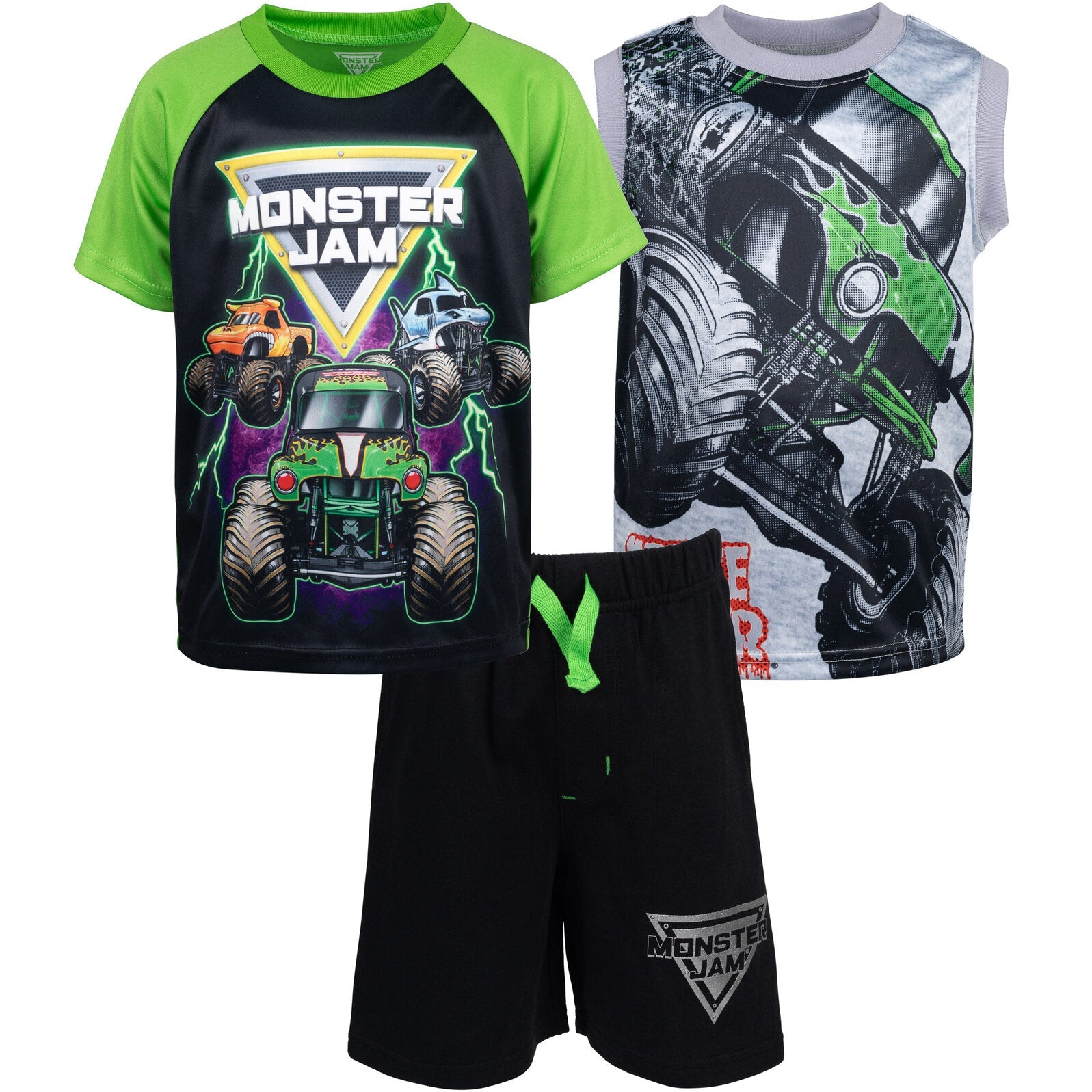 Monster Jam T-Shirt Tank Top and French Terry Shorts 3 Piece Outfit Set ...