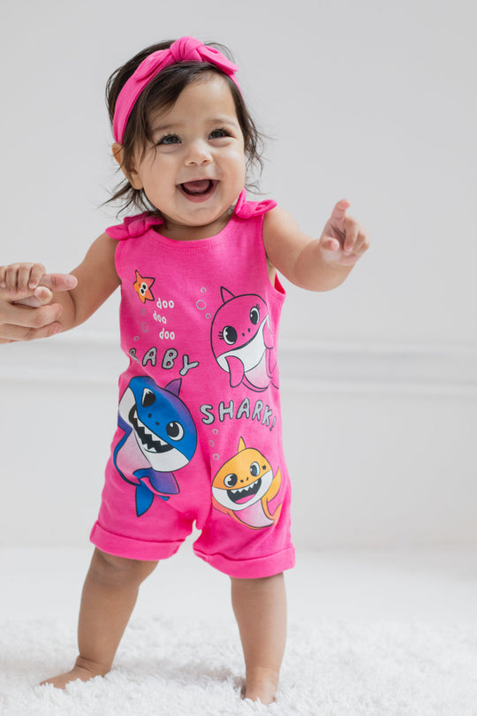 Pinkfong Baby Shark Snap Sleeveless Romper & Headband | imagikids Baby ...