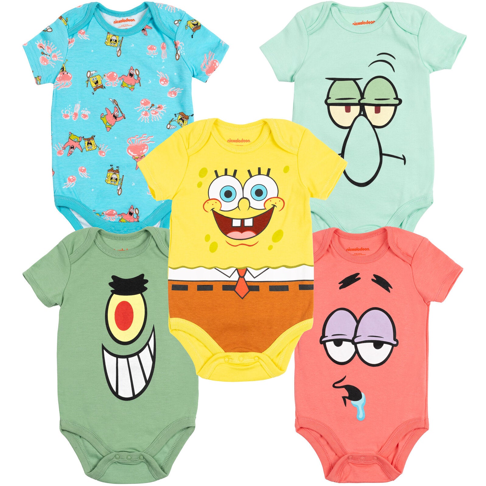 SpongeBob SquarePants 5 Pack Short Sleeve Bodysuits | imagikids Baby ...
