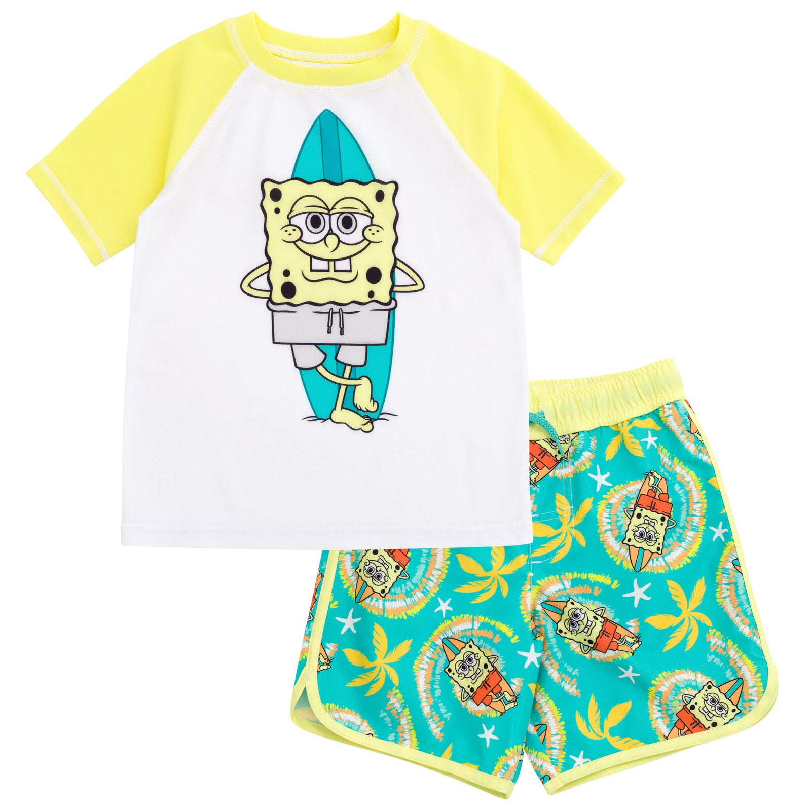 SpongeBob SquarePants UPF 50+ Rash Guard and Swim Trunks Outfit Set ...