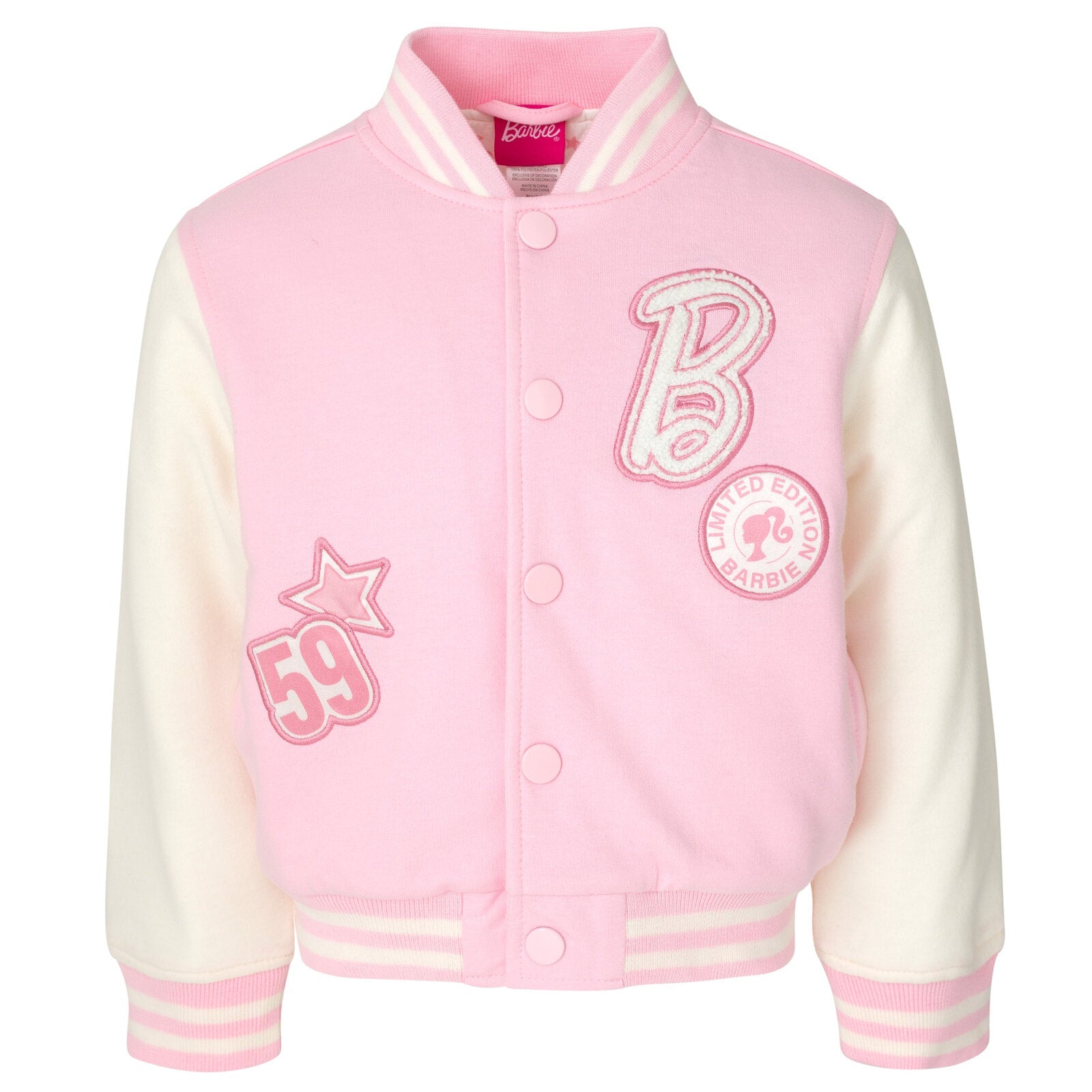 Barbie Girls French Terry Varsity Bomber Jacket Little Kid to Big ...