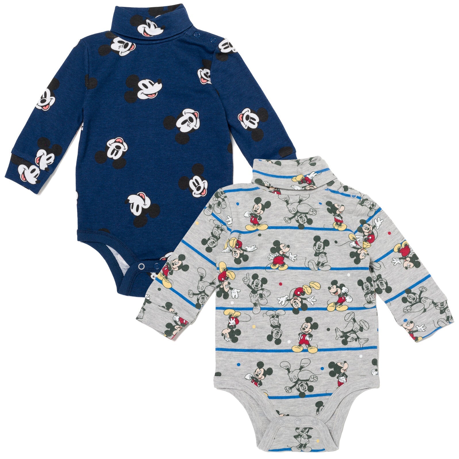 Disney Mickey Mouse 2 Pack Turtleneck Drop Shoulder Bodysuits ...
