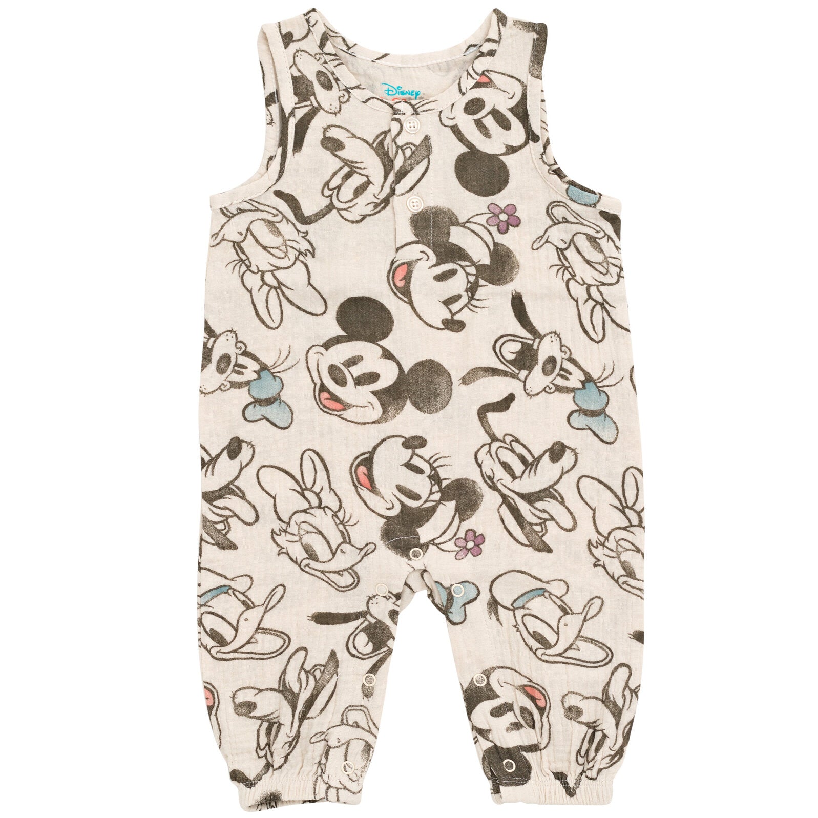 Disney Mickey Mouse Cotton Gauze Henley Sleeveless Romper | imagikids ...