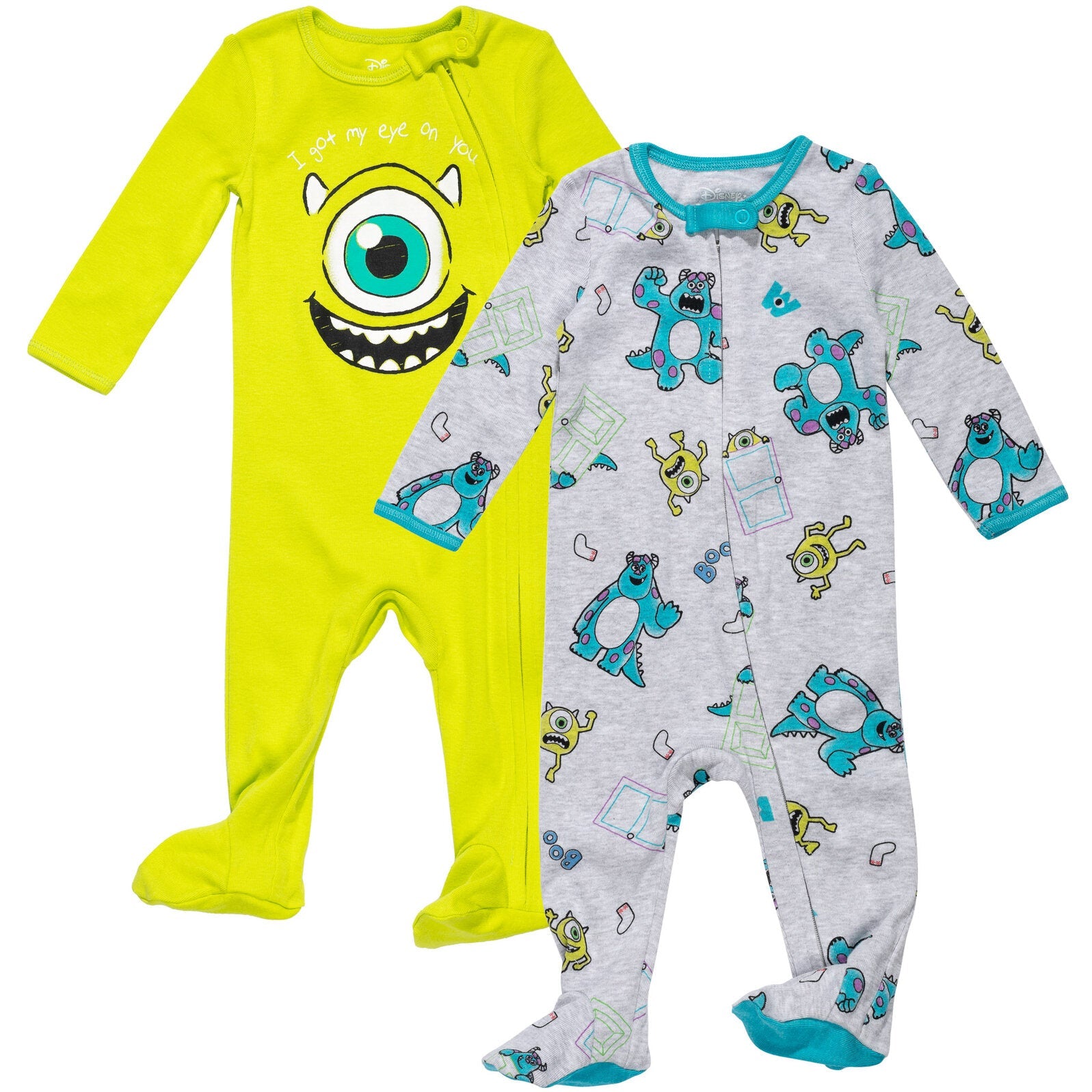 Disney Pixar Monsters Inc. 2 Pack Zip Up Snap Cosplay Sleep N' Play ...